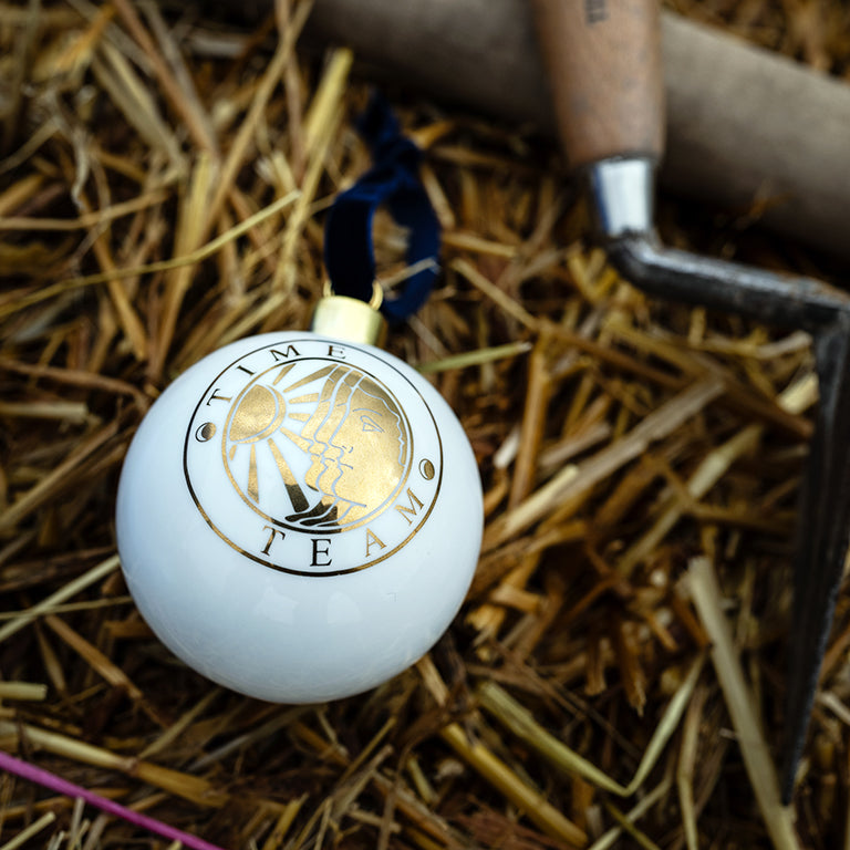 Time Team Luxury Bone China Bauble - White & Gold